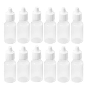 12pcs 50ml 1.7oz clear empty refillable plastic squeezable eye drop dropper bottle liquid medicine container with screw cap essential oil container bottles