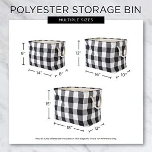 DII Polyester Container with Handles, Herringbone Storage Bin, Large Round, Small Square, Gray