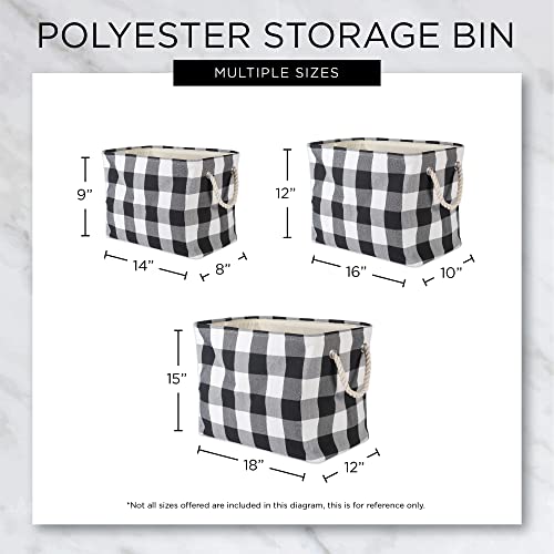 DII Polyester Container with Handles, Herringbone Storage Bin, Large Round, Small Square, Gray