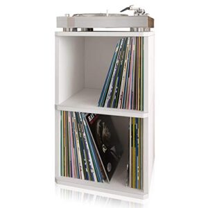 way basics vinyl record storage - 2 tier book shelf turntable stand (fits 170 albums)