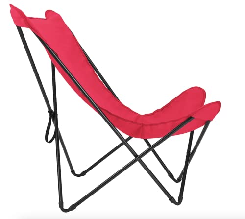 Lafuma Pop Up XL Lounge Chair (Garance Red) Extra Large Folding Butterfly Dorm Chair