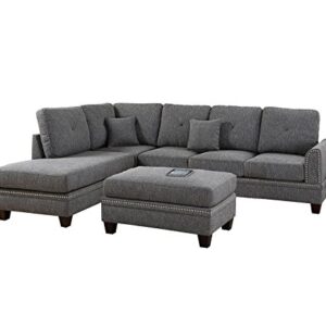 Poundex PDEX-F6511 2-Pcs Sectional Sofa, Grey