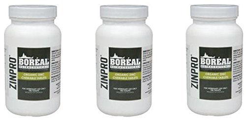 Boreal Nutraceuticals Zinpro Organic Zinc Chewable Tablets for Dogs and Cats - 180 Tablets (Pack of 3)