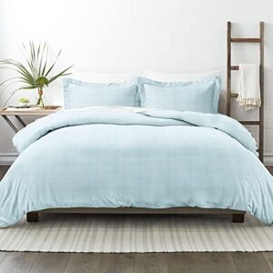 simply soft ultra soft thatch patterned 3 piece duvet cover set, queen, aqua (ss-duv-that-quee-aq)