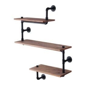 FOF FRIEND OF FAMILY Industrial Heavy Duty DIY Pipe Shelf Shelves Steampunk Rustic Urban Bookshelf Real Wood Bookshelves and bookcases