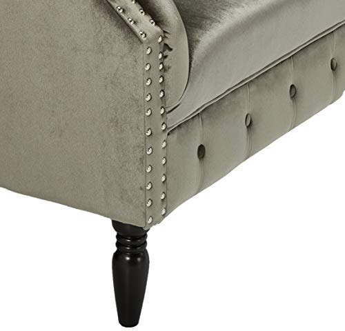 Christopher Knight Home Milani Tufted Scroll Arm Velvet Loveseat, Grey / Dark Brown