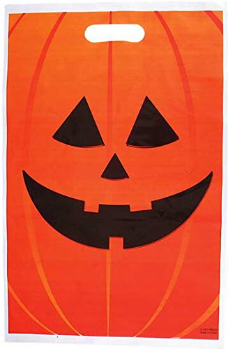 GiftExpress 50 Pieces 11" X 17" Jack O Lantern Trick or Treat Bag, Halloween Trick or Treat Bag, Halloween Party Goody Bags, Jack O Lantern Plastic Bags Bags, Halloween Goodie Bags