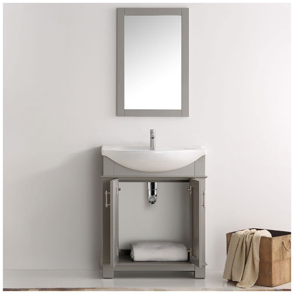 Fresca Hartford 30" Gray Traditional Bathroom Vanity with Quartz Countertop & White Ceramic Belly Bowl Sink - with Solid Wood Base Cabinet, Soft Closing Doors - Faucet Not Included