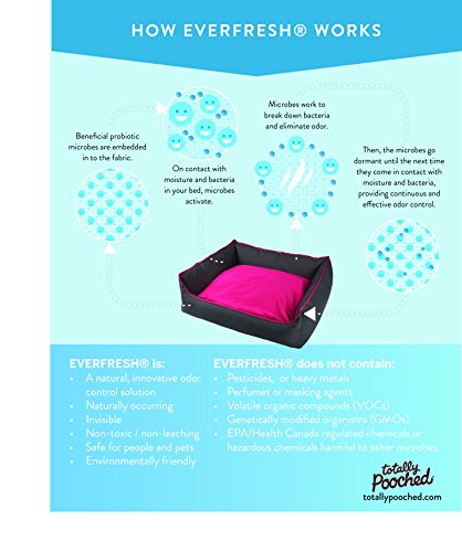 Totally Pooched Explore Bolster Dog Bed with EVERFRESH Probiotic Technology for Natural, Non-Toxic Odor Control- Pink, Medium