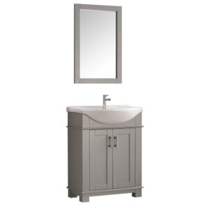 fresca hartford 30" gray traditional bathroom vanity with quartz countertop & white ceramic belly bowl sink - with solid wood base cabinet, soft closing doors - faucet not included