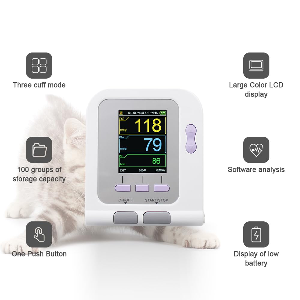 Veterinary/Animal use Automatic Blood Pressure Monitor for cat/Dog,One-Year Warranty (1 Cuff)