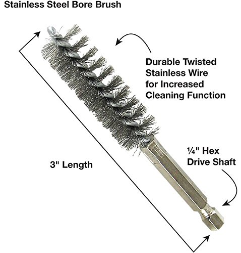 Innovative Products of America (8080) 6 Piece Twisted Wire Stainless Steel Bore Brush Set for Cleaning Tubes, Ports, Bearings and More