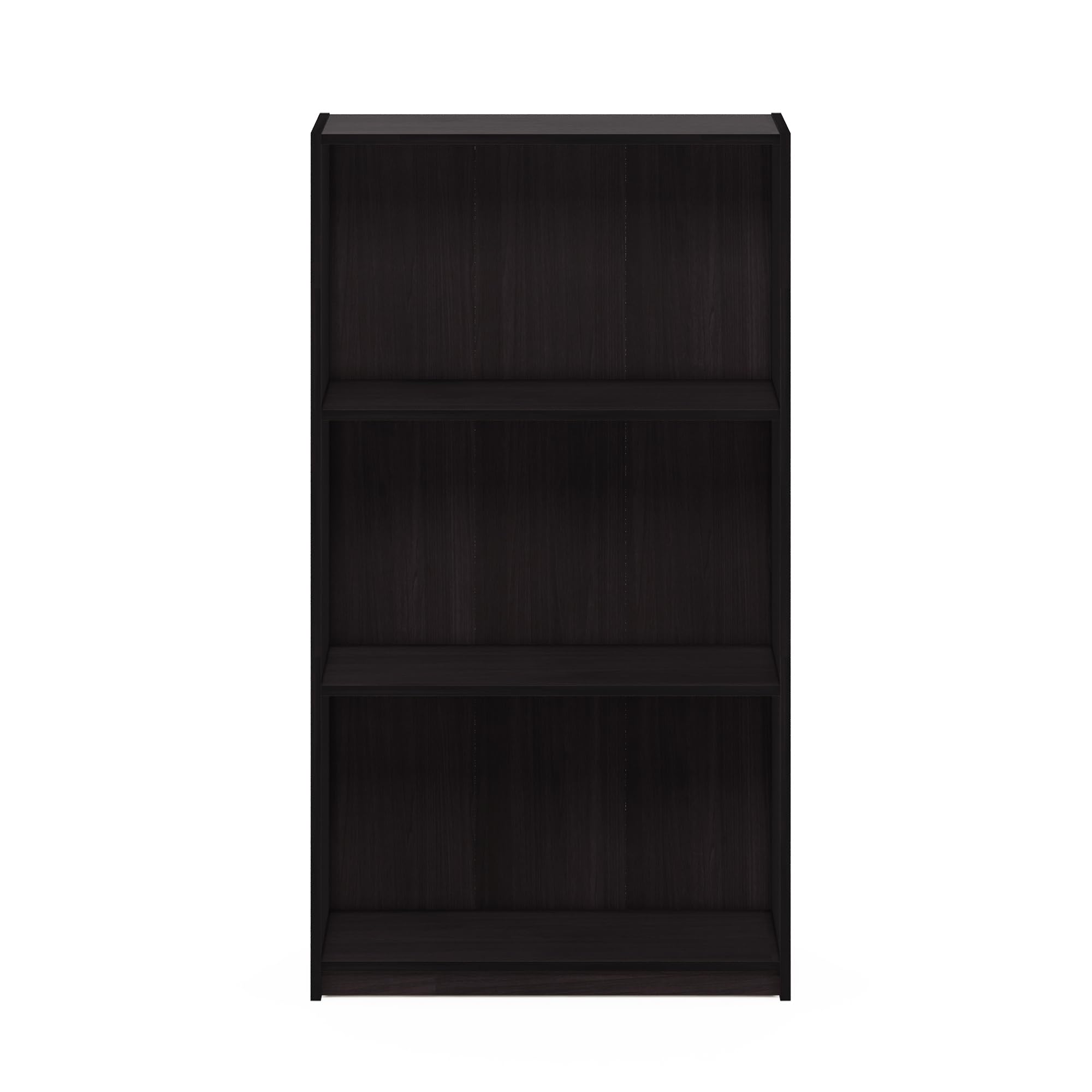 Furinno Basic 3-Tier Bookcase Storage Shelves, Dark Walnut