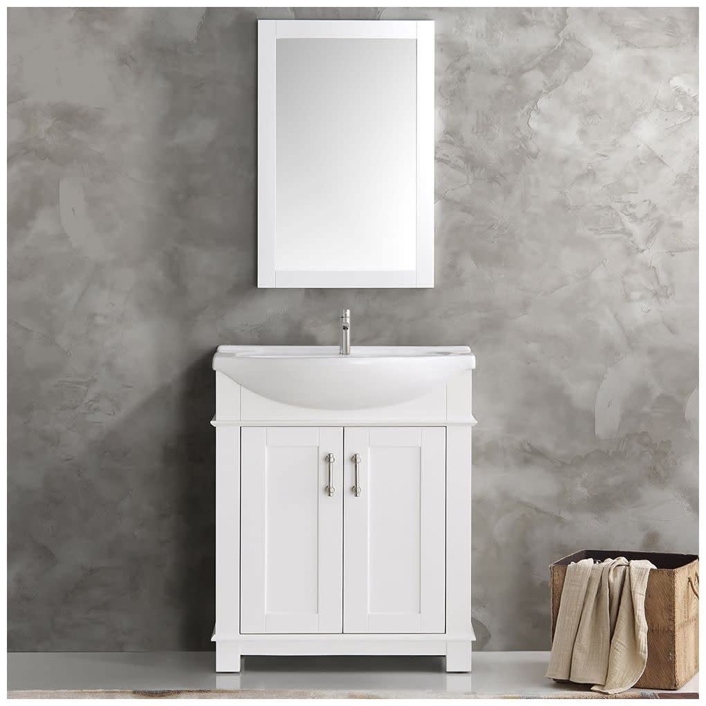 Fresca Hartford 30" Gray Traditional Bathroom Vanity with Quartz Countertop & White Ceramic Belly Bowl Sink - with Solid Wood Base Cabinet, Soft Closing Doors - Faucet Not Included