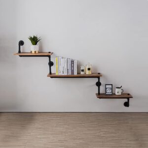 FOF FRIEND OF FAMILY Industrial Heavy Duty DIY Pipe Shelf Shelves Steampunk Rustic Urban Bookshelf Real Wood Bookshelves and bookcases