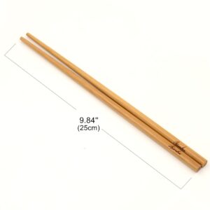 Bamber 10 Pairs Reusable Bamboo Chopsticks Set, 10 Inches Long Chopstick, Japanese Style