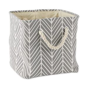 dii polyester container with handles, herringbone storage bin, large round, small square, gray