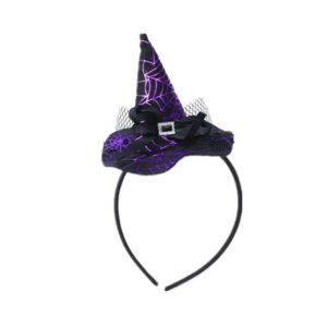 winzik children halloween headwear mini pointy witch hat cute hair hoop hairband accessories cosplay party props decoration (1#)