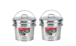 behrens 10 gallon steel locking lid trash can (2 pack) made in usa