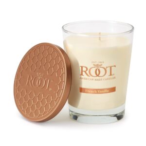 root candles honeycomb veriglass scented beeswax blend candle, french vanilla large