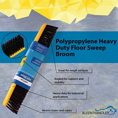 BISON LIFE Multi Surface Push Coarse Polypropylene and Polystyrene Heavy-Duty Floor Sweep Broom, Black