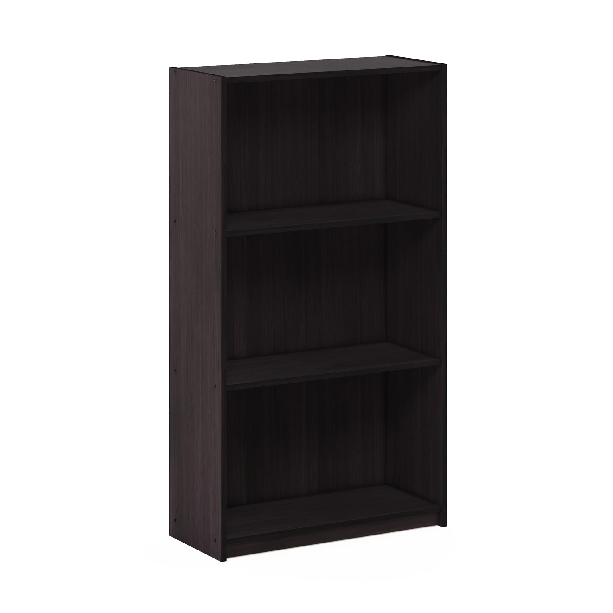 Furinno Basic 3-Tier Bookcase Storage Shelves, Dark Walnut