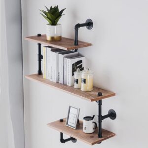 FOF FRIEND OF FAMILY Industrial Heavy Duty DIY Pipe Shelf Shelves Steampunk Rustic Urban Bookshelf Real Wood Bookshelves and bookcases