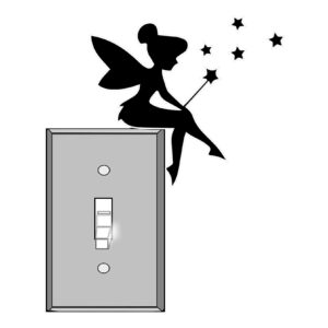 bad fish custom decals 0105-2 pack sticker card lightswitch vinyl decal sticker tinkerbell fairy – for light switch, outlets or any ledge - wall, vehicle, computer, home decor, bedrooms or nursery