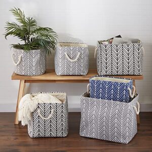 DII Polyester Container with Handles, Herringbone Storage Bin, Large Round, Small Square, Gray