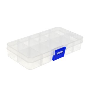 Plastic Compartment Box with Adjustable Dividers, 10 Grid Clear Component Storage Box, 5 x 2.5 Inch Craft Tackle Organizer Storage Containers Box for Crafts Jewelry - 10 Packs