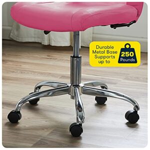 Serta Essential Armless Desk Chair Small TaskChair with Wheels, Breathable Mesh Back, SertaQuality Foam Cushion Seat for Comfort, Functional, Lightweight and Versatile, Task, Pink