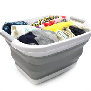 SAMMART 25L (6.6 gallon) Collapsible Laundry Basket/Tub - Foldable Storage Container/Organizer, Water capacity: 20L (5.28 gallon) (Grey)