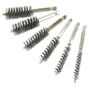 innovative products of america (8080) 6 piece twisted wire stainless steel bore brush set for cleaning tubes, ports, bearings and more