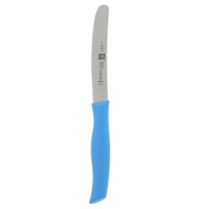 zwilling twin grip serrated utility knife, 4.5-inch, blue