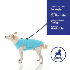 Gooby Zip Up Fleece Dog Sweater - Turquoise, Large - Warm Pullover Fleece Step-in Dog Jacket with Dual D Ring Leash - Winter Small Dog Sweater - Dog Clothes for Small Dogs Boy and Medium Dogs