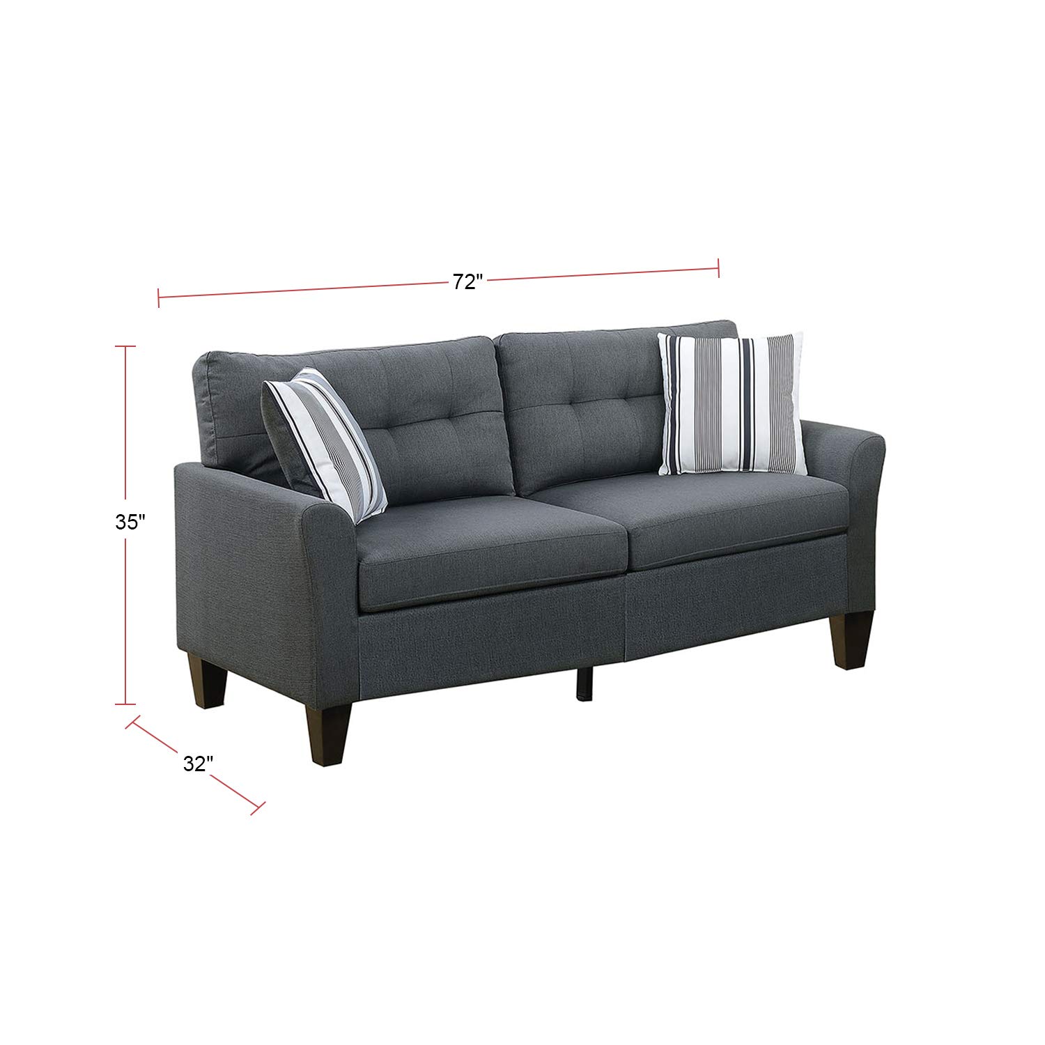 Poundex PDEX- Sofas, CHARCOAL