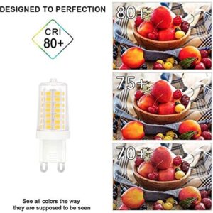 Makergroup Dimmable G9 LED Light Bulbs 120V, 35W T4 G9 Halogen Equivalent, Warm White 2700K 3000K for Crystal Chandeliers Lights, Accent,Pedant Lights,Wall Sconces,Ceiling Lights 6-Pack