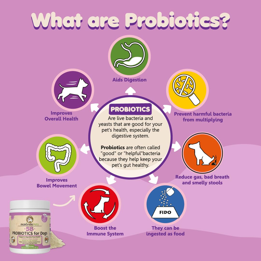 Probiotics for Dogs & Puppies–Extra Strength 9 Species, 5 Billion CFU per Scoop of Dog Probiotics and Digestive Enzymes for Dogs. Support Fiber for Dogs & Dog Allergy Relief– Powder Probiotic for Dogs