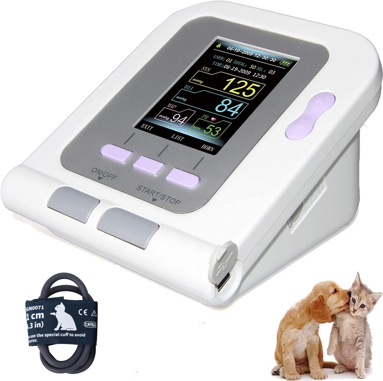 Veterinary/Animal use Automatic Blood Pressure Monitor for cat/Dog,One-Year Warranty (1 Cuff)