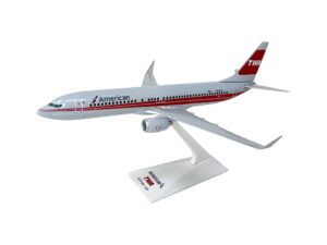 flight miniatures american twa 737-800 1:200 scale - plastic snap-fit model airplane - collectible replica of american twa airlines part #abo-73780h-035