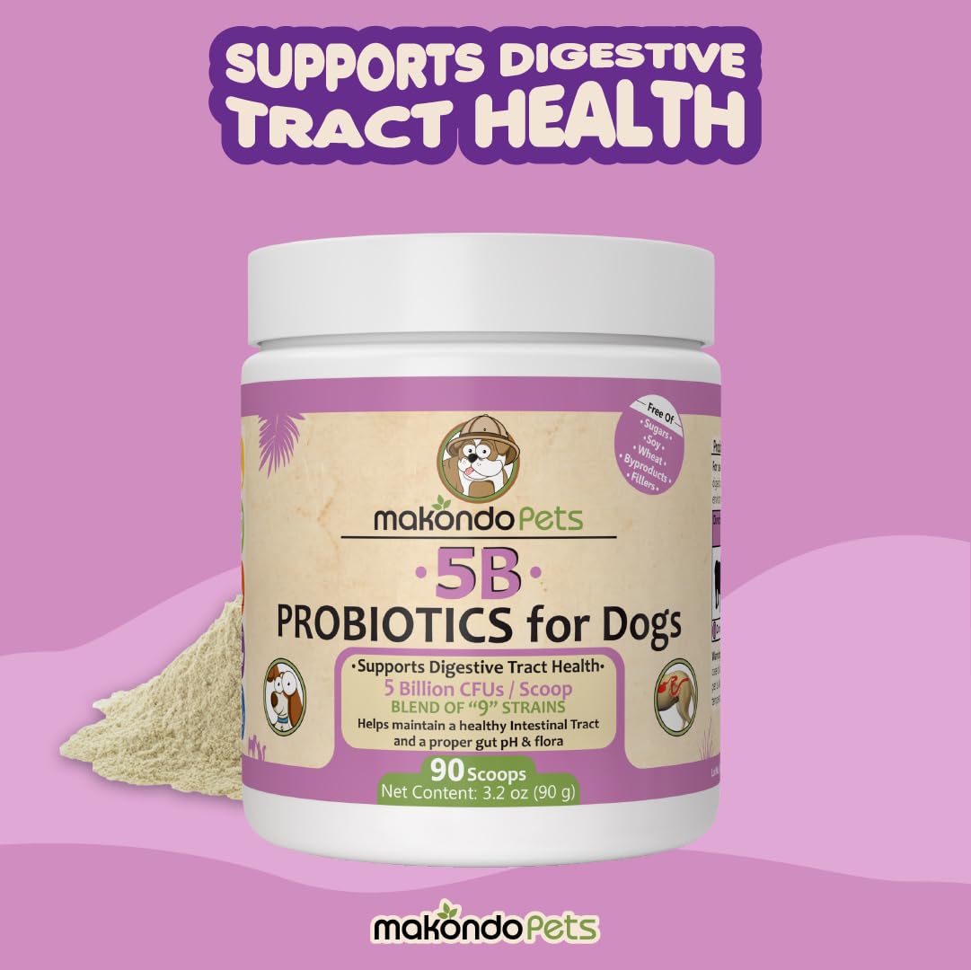 Probiotics for Dogs & Puppies–Extra Strength 9 Species, 5 Billion CFU per Scoop of Dog Probiotics and Digestive Enzymes for Dogs. Support Fiber for Dogs & Dog Allergy Relief– Powder Probiotic for Dogs