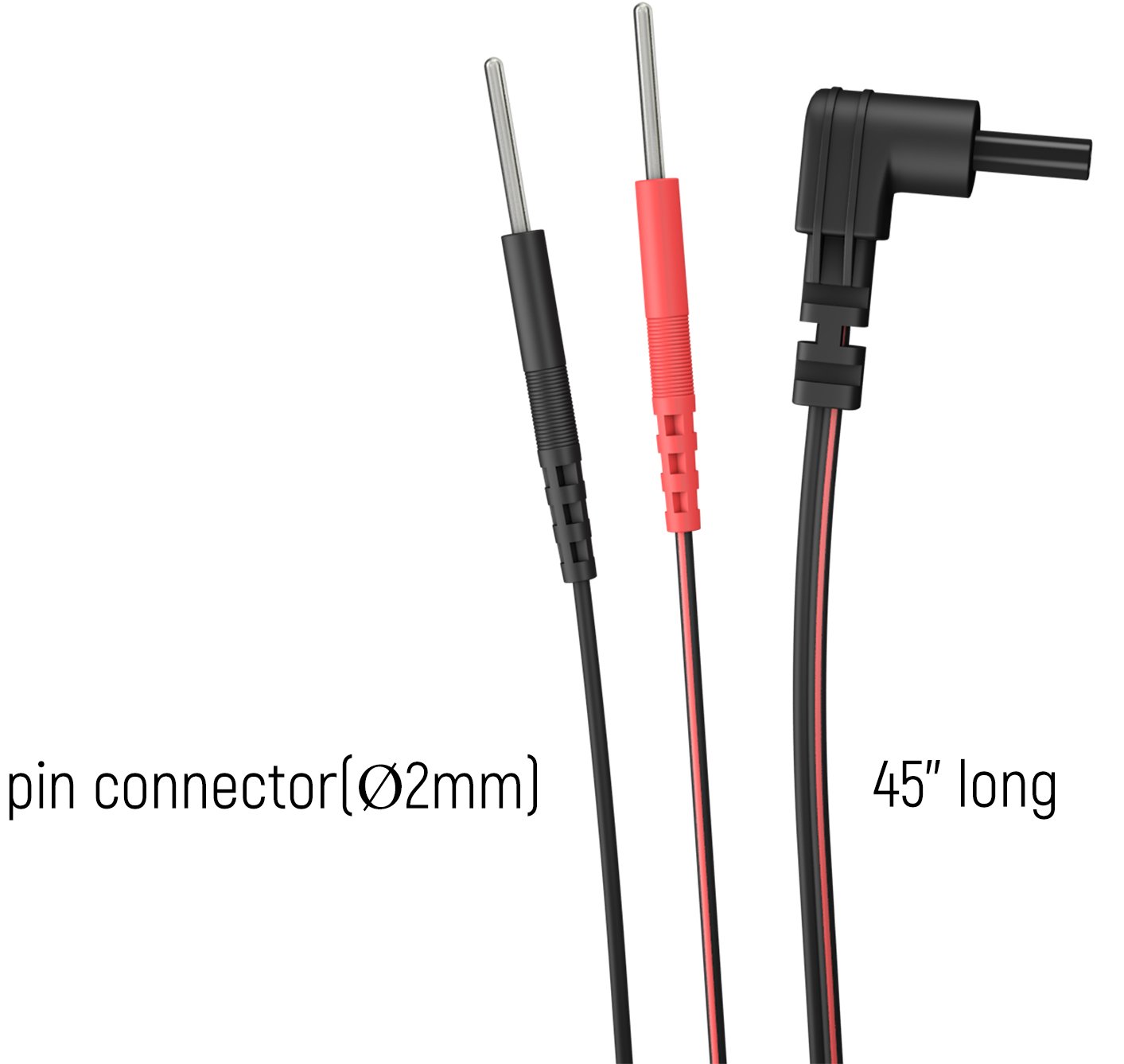 iStim 45" Lead Wires Replacement for TENS/EMS/IF Electrodes Units Pads /∅2mm pin Cable connectors (2 Pieces)