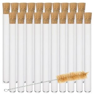 20x150mm glass test tube set with cork stoppers and cleaning brush, 3.3 boro., 36ml, karter scientific 212w6 (pack of 20)