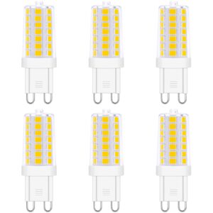 makergroup dimmable g9 led light bulbs 120v, 35w t4 g9 halogen equivalent, warm white 2700k 3000k for crystal chandeliers lights, accent,pedant lights,wall sconces,ceiling lights 6-pack