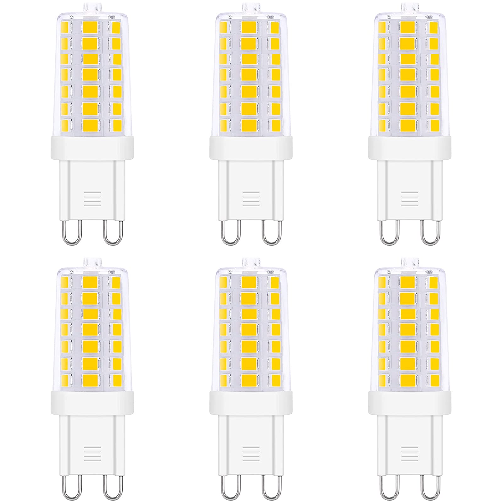 Makergroup Dimmable G9 LED Light Bulbs 120V, 35W T4 G9 Halogen Equivalent, Warm White 2700K 3000K for Crystal Chandeliers Lights, Accent,Pedant Lights,Wall Sconces,Ceiling Lights 6-Pack