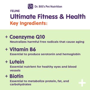 Dr. Bill’s Feline Ultimate Fitness & Health | Cat Multivitamin Supplement Powder for All Ages | For Wellness, Joint Health, Weight Control | Vitamins B1, B6, B12, D3, Omega 3s, Collagen, Biotin & More