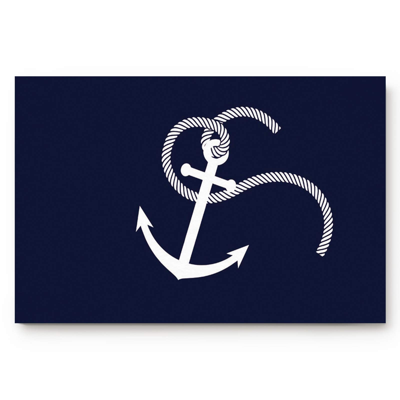 Libaoge Boat Mat/Rug White Nautical Anchor Navy Blue Door Mat Entrance Mat Indoor Rug, Floor Mat for Kitchen Bathroom Bedroom 16x24in