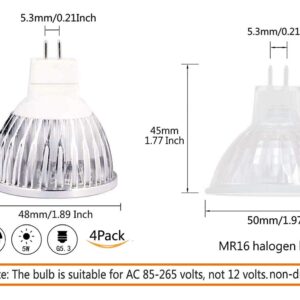 CTKcom 5W MR16 LED Bulbs (4 Pack), 120V G5.3 Base LED Spotlight,Equal to 50W Halogen Bulbs,6000K Cool White 400LM Spotlight for Landscape Accent Recessed Track Lighting Bulbs