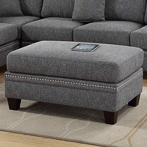 Poundex PDEX-F6511 2-Pcs Sectional Sofa, Grey