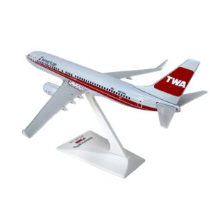 Flight Miniatures American TWA 737-800 1:200 Scale - Plastic Snap-Fit Model Airplane - Collectible Replica of American TWA Airlines Part #ABO-73780H-035